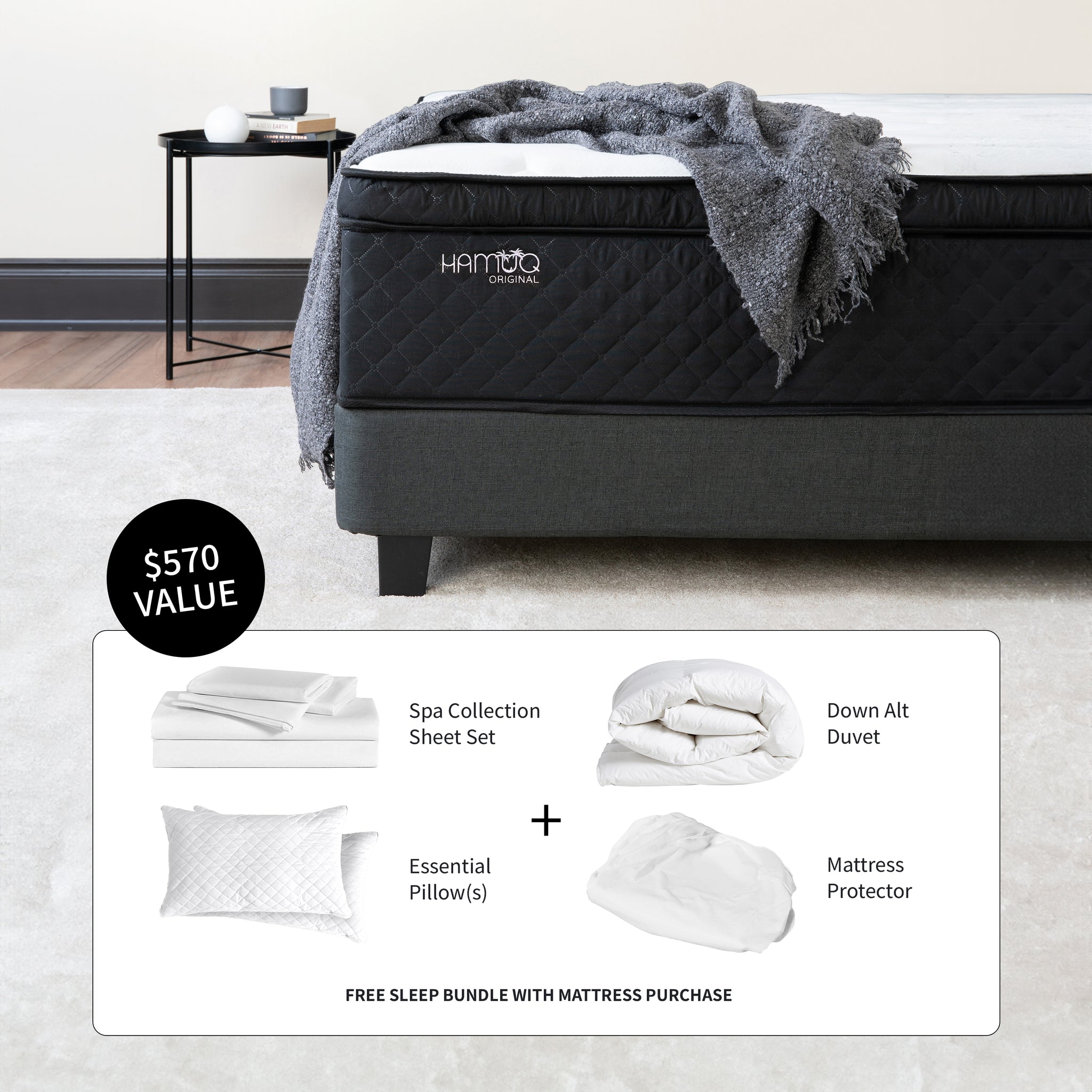 The Hamuq hybrid mattress. 120 night trial.