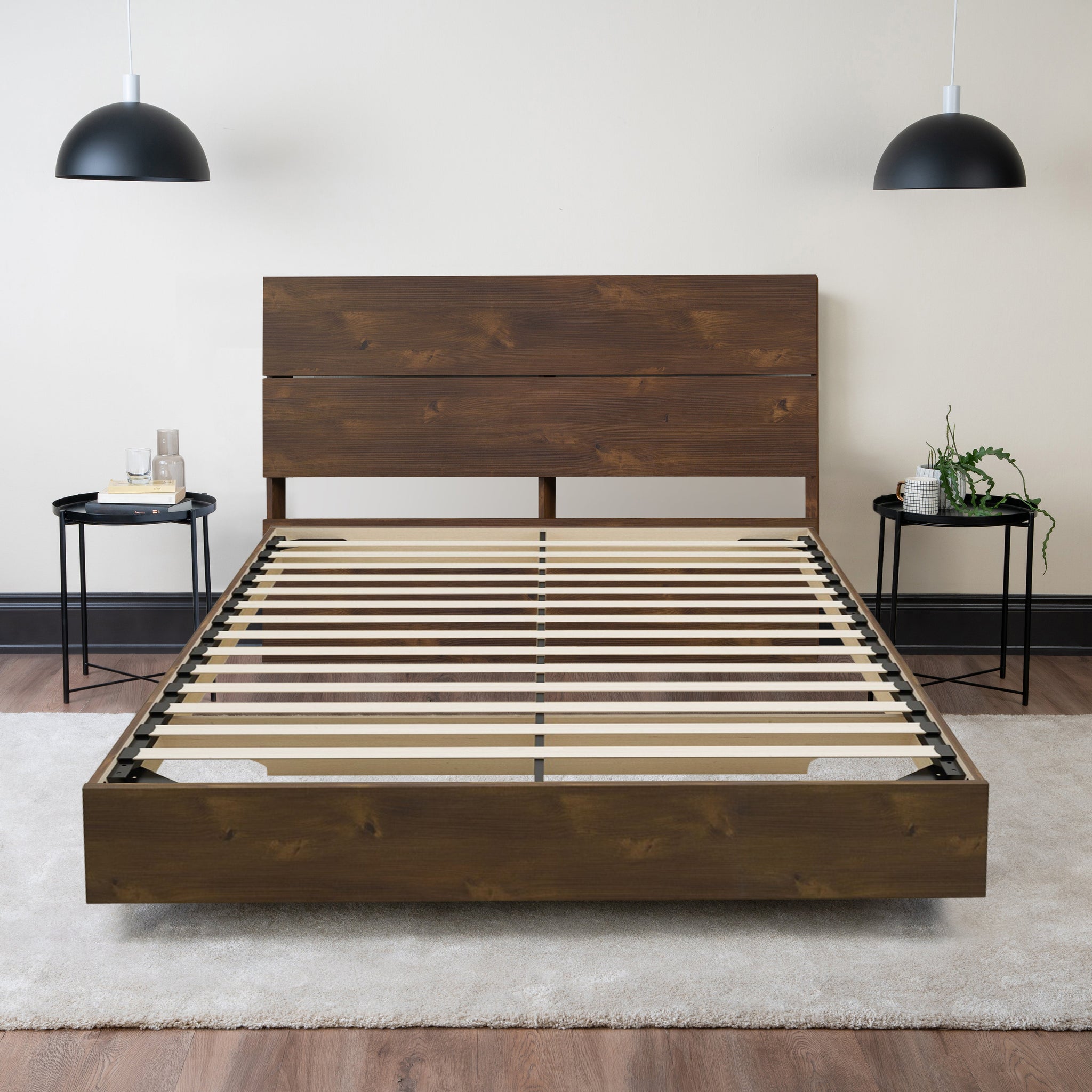 Floating Wood Bed with Headboard – Hamuq